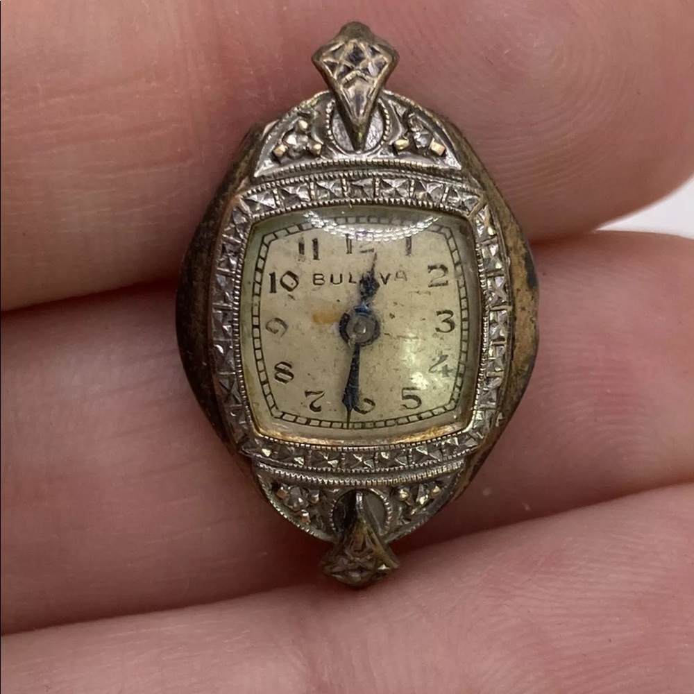 Vintage Antique Bulova 10k Gold Filled Diamond Watch - Gem